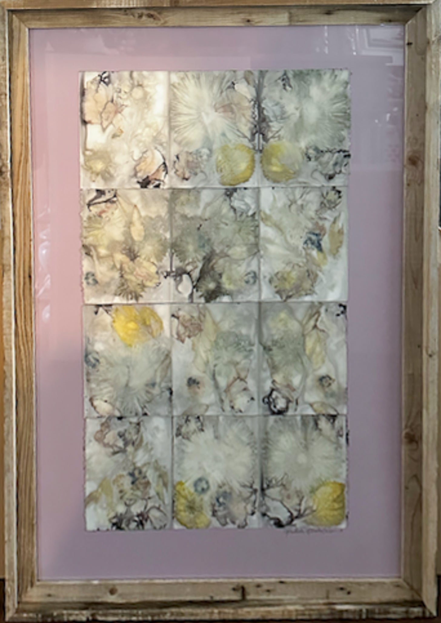 Wall Decor - Large ~ Framed Plant-Stained Paper ~ Maude ~ Mauve Pink M ...